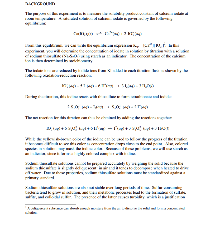 Solved BACKGROUND The purpose of this experiment is to | Chegg.com