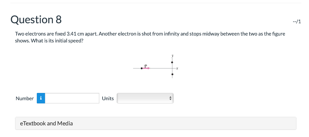 Solved Question8 Two electrons are fixed 3.41 cm apart. | Chegg.com