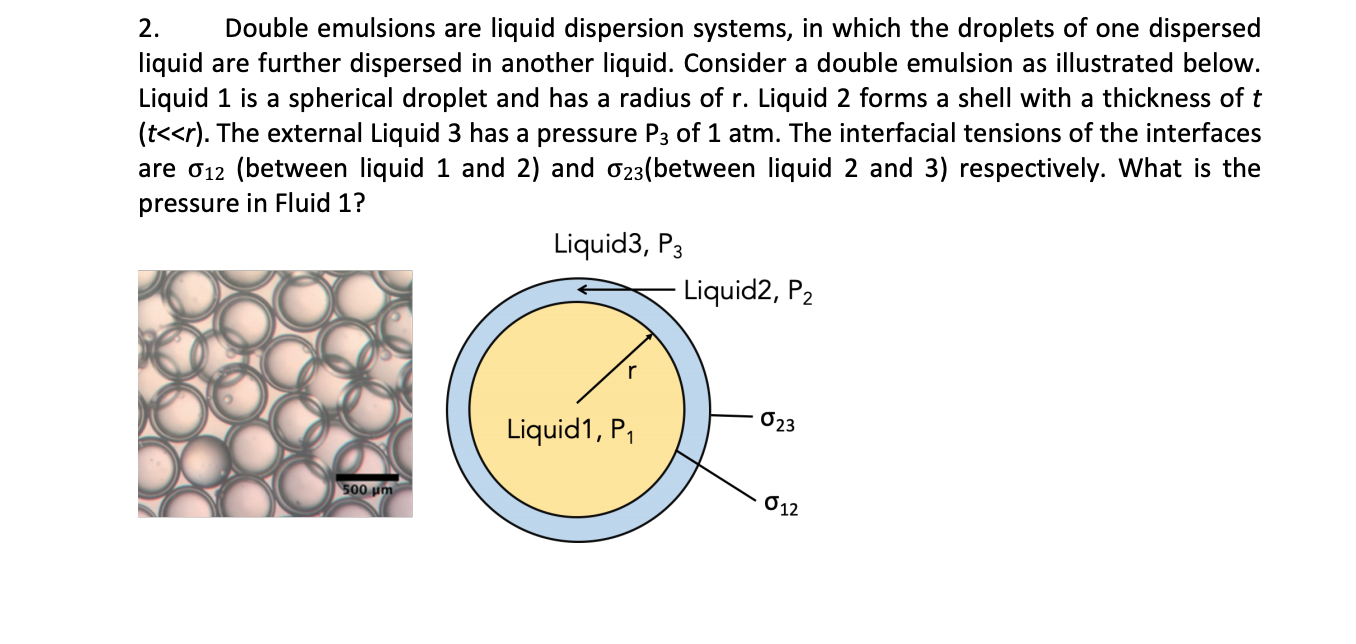 Solved 2. Double emulsions are liquid dispersion systems, in | Chegg.com