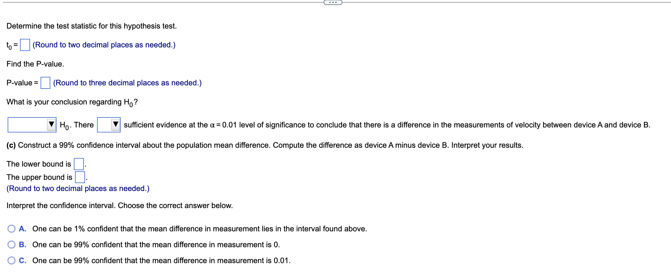 Solved Determine the test statistic for this hypothesis | Chegg.com