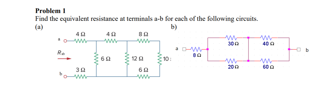 Solved a Problem 1 Find the equivalent resistance at | Chegg.com
