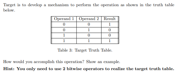 Solved The truth table for an XOR operation is shown below. | Chegg.com