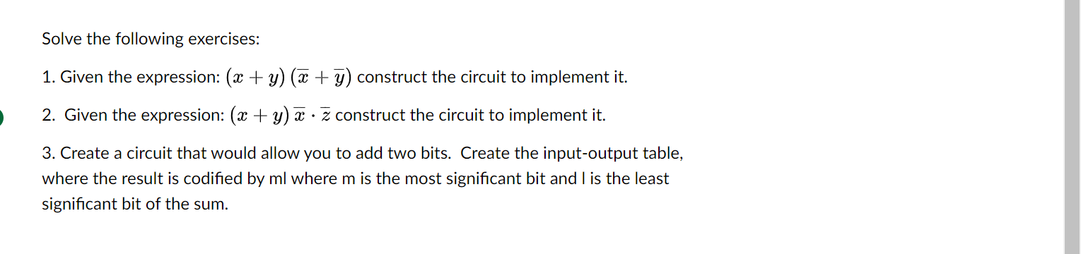 Solved Solve the following exercises: 1. Given the | Chegg.com