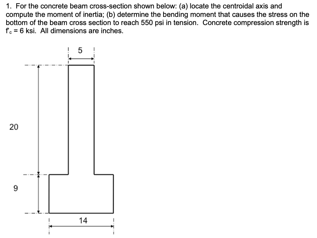 Solved For the concrete beam cross-section shown below: (a) | Chegg.com