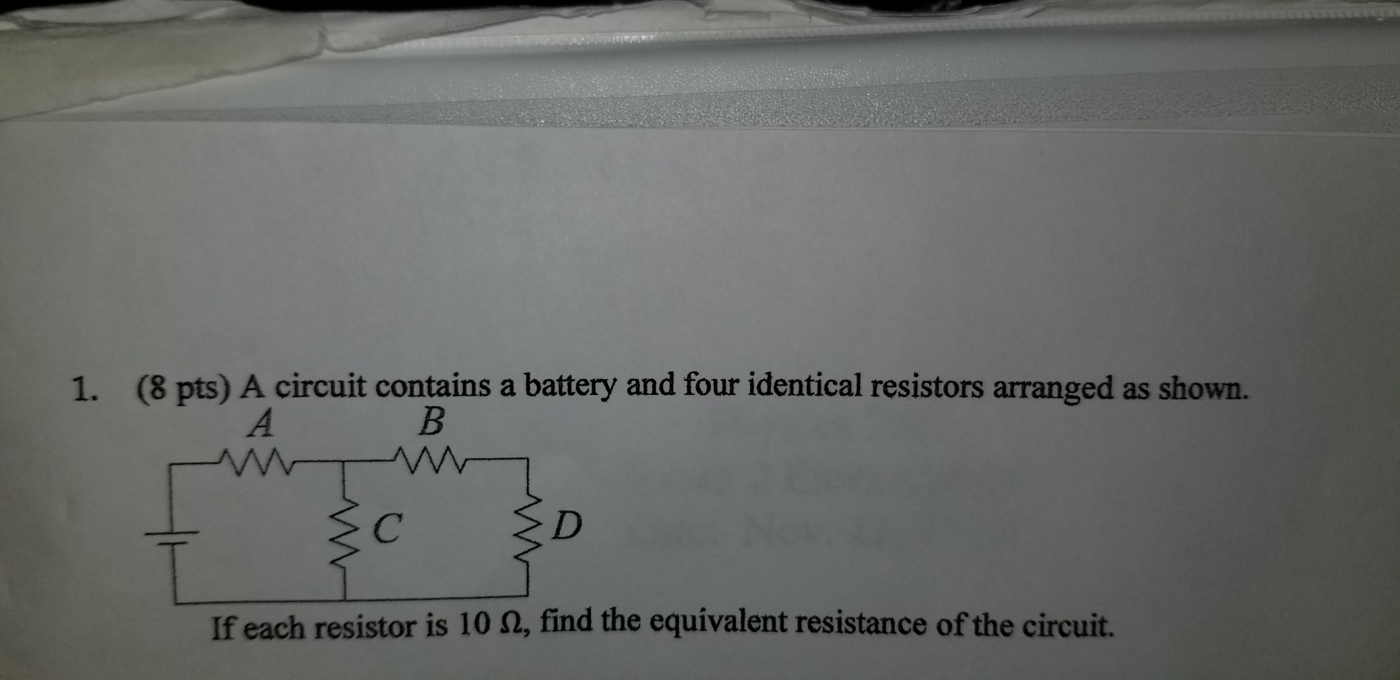 Solved Physics help. A circuit contains a battery and four | Chegg.com