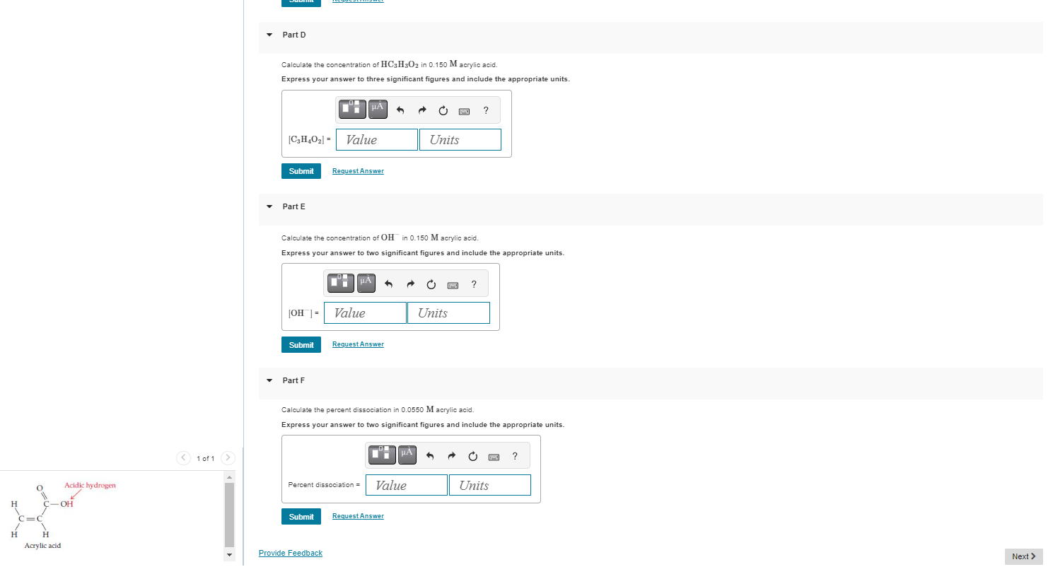 Solved Acrylic acid (C3H4O2)(C3H4O2) (Figure 1) is used in | Chegg.com