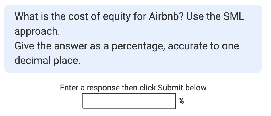 Solved What is the cost of equity for Airbnb? Use the SML | Chegg.com