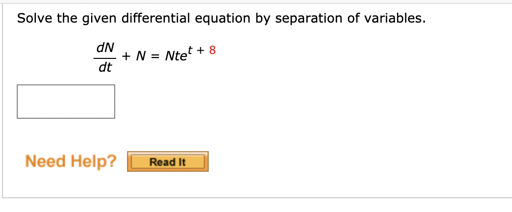 Solved Solve the given differential equation by separation | Chegg.com