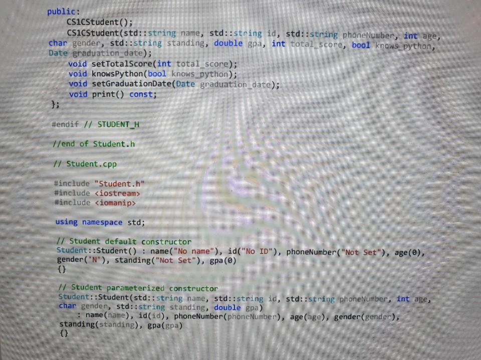 Highlig // Student.h #ifndef STUDENT_H #define | Chegg.com