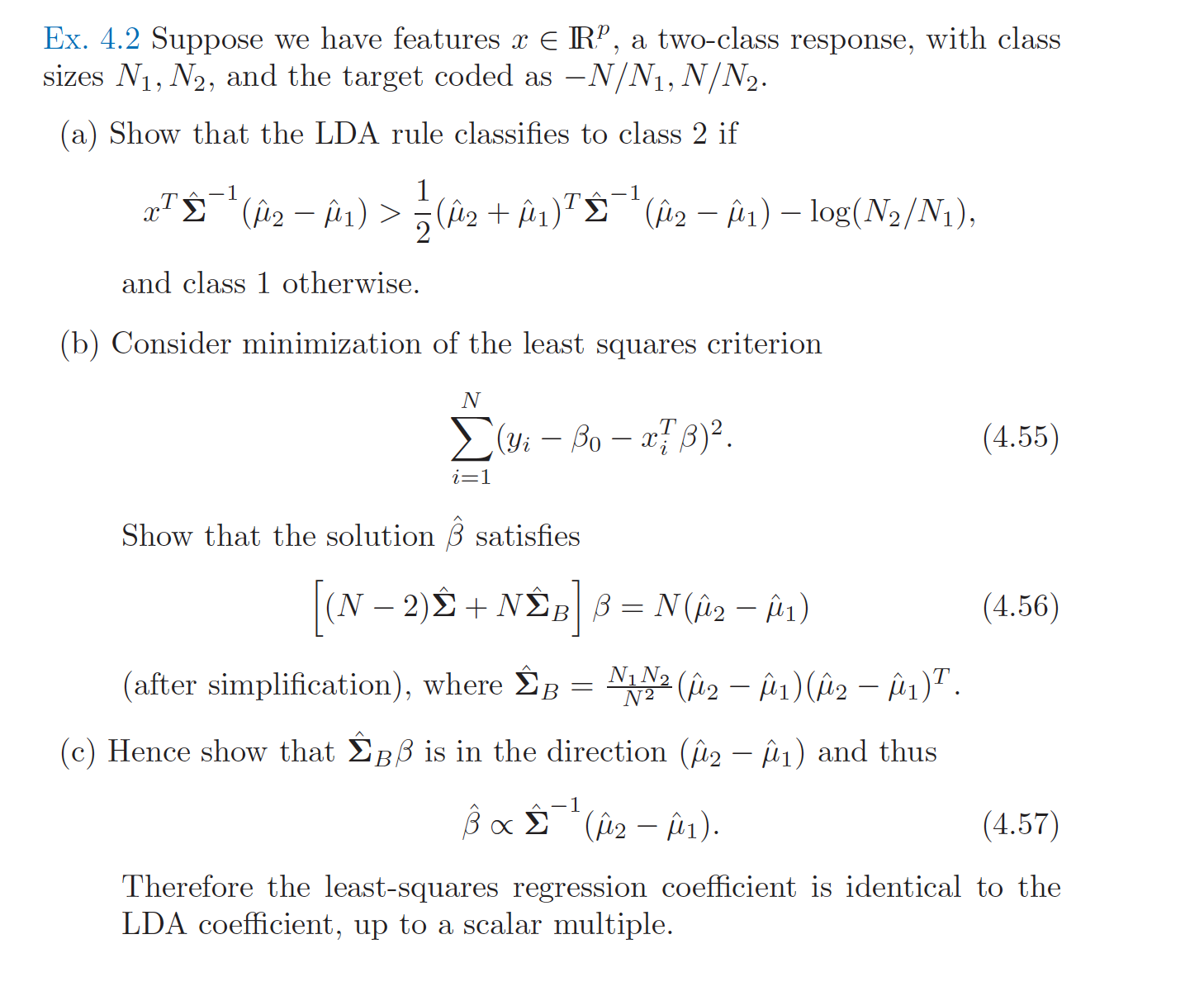 Solved Ex. 4.2 Suppose we have features x∈Rp, a two-class | Chegg.com
