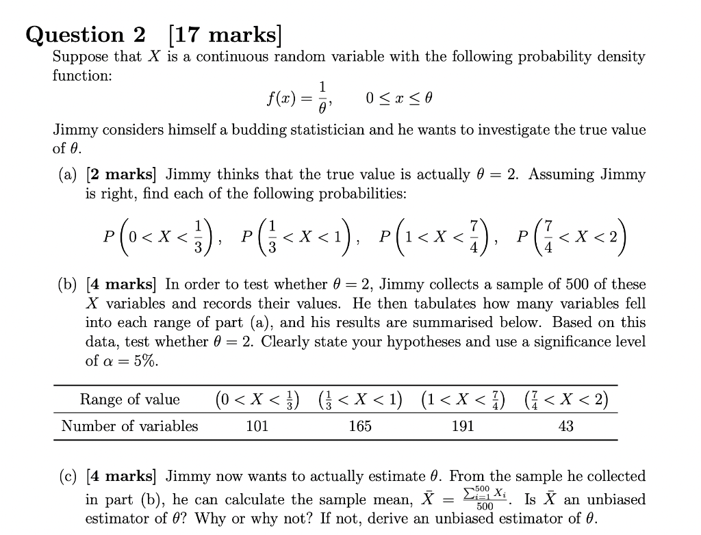 Question 2 [17 marks] Suppose that X is a continuous | Chegg.com
