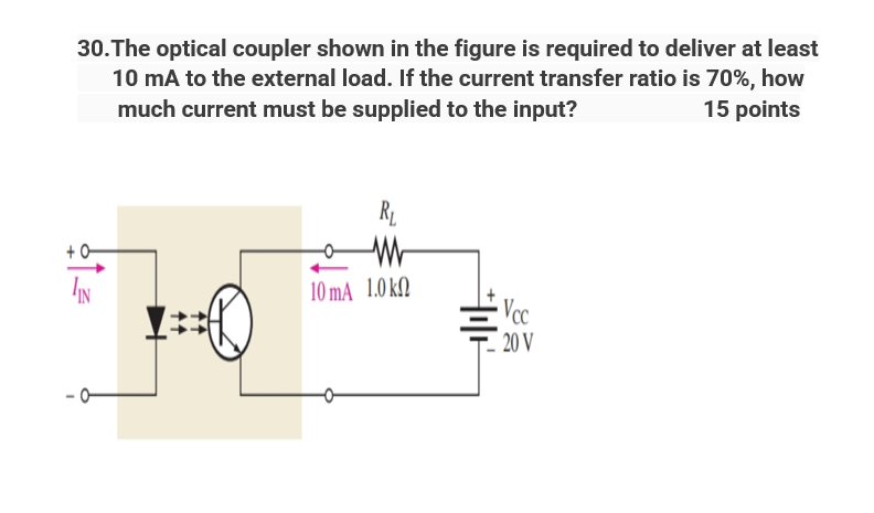 Solved 30.The optical coupler shown in the figure is | Chegg.com