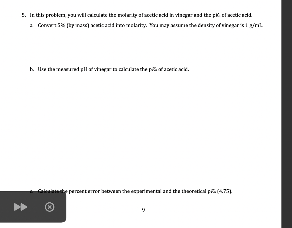 Solved b. Use the measured pH of vinegar to calculate the | Chegg.com