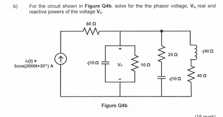 Solved b) For the circuit shown in Figure Q4b, solve for the | Chegg.com