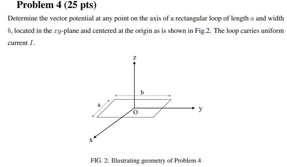Solved Problem 4 (25 pts) Determine the vector potential at | Chegg.com