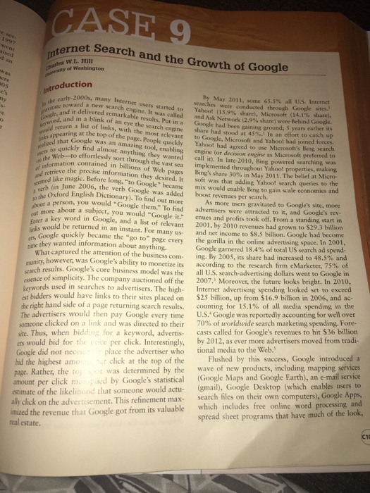 Solved ternet search and the Growth of Google duction early | Chegg.com