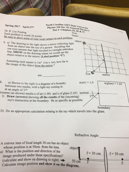 Solved North Carolina A&T State University Physics 226 | Chegg.com
