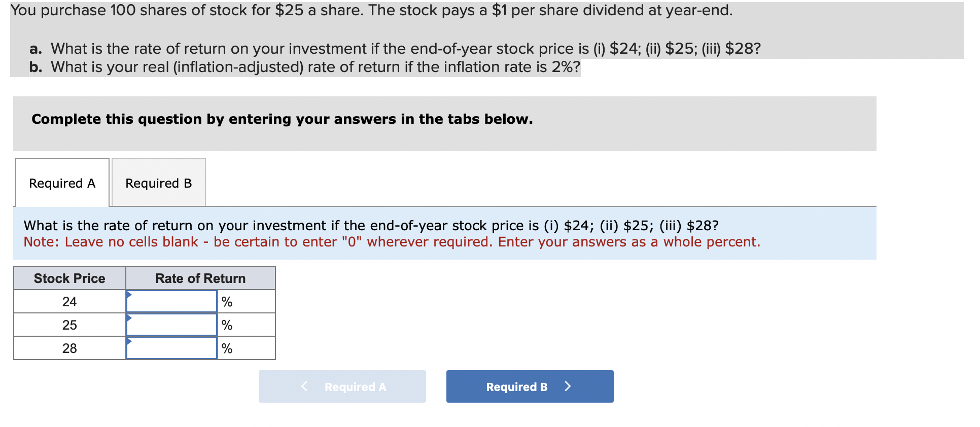 Solved You purchase 100 shares of stock for $25 a share. The | Chegg.com