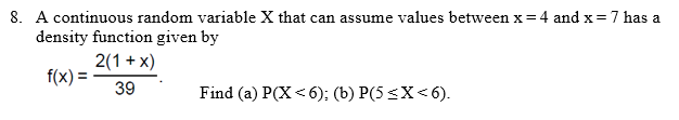 8. A continuous random variable X that can assume | Chegg.com