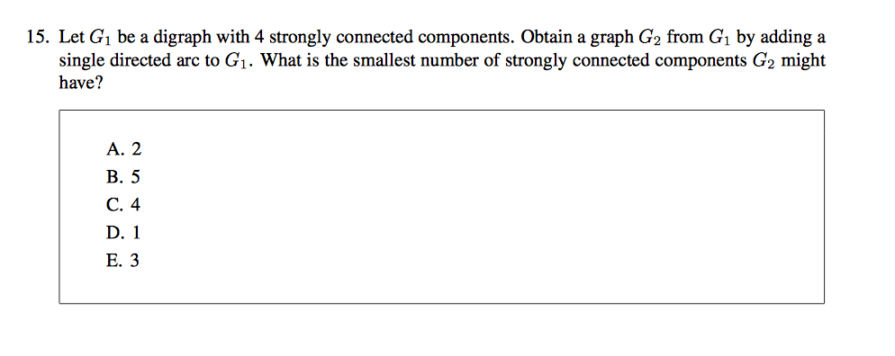 Solved 15. Let Gi be a digraph with 4 strongly connected | Chegg.com