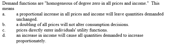 Solved Demand functions are homogeneous of degree zero in | Chegg.com