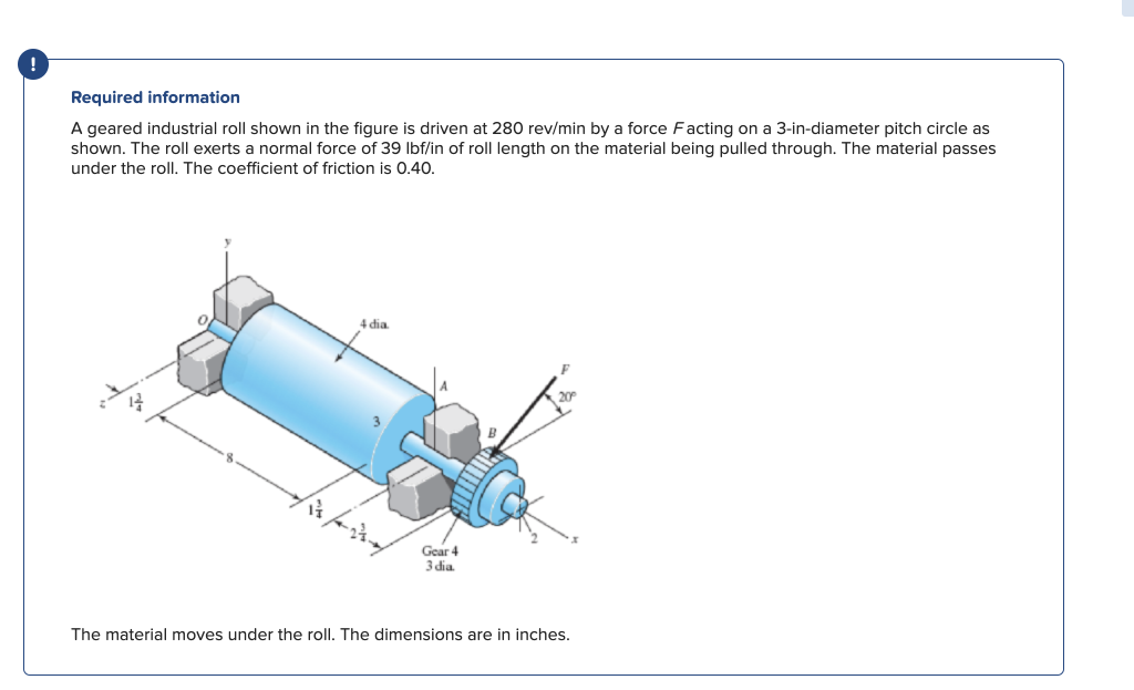 Solved Required information A geared industrial roll shown | Chegg.com