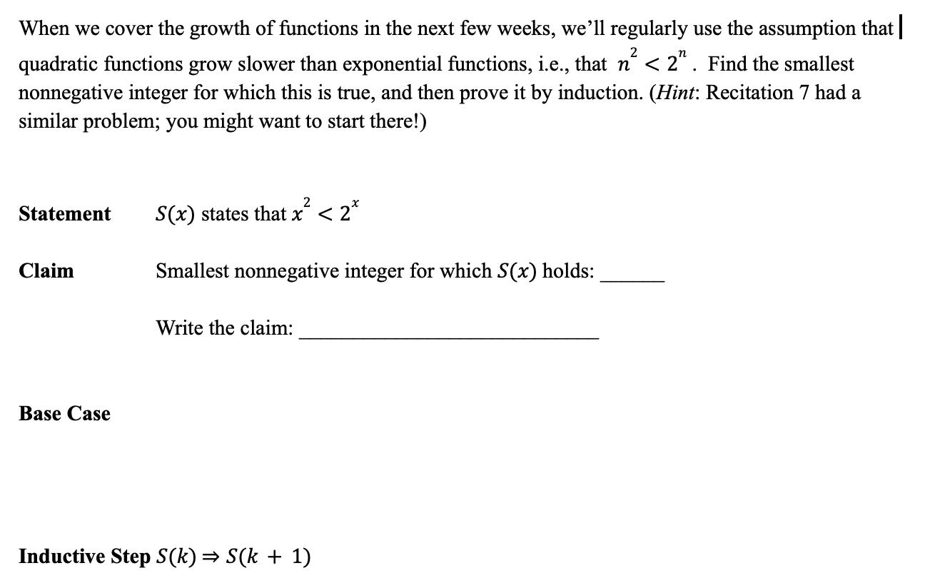 Solved When we cover the growth of functions in the next few | Chegg.com