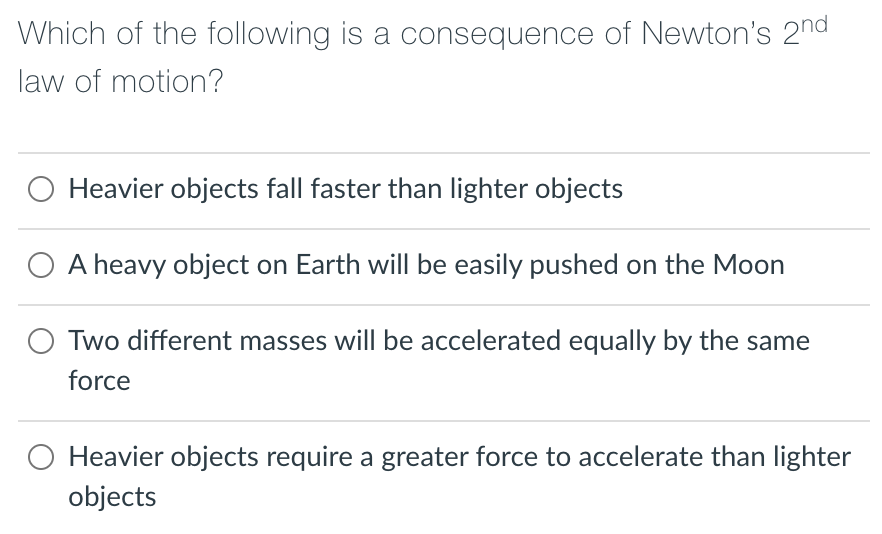 Solved Which of the following is a consequence of Newton's | Chegg.com