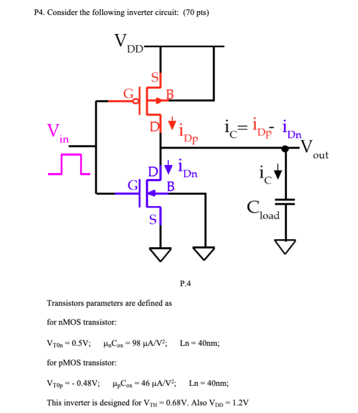P4. Consider the following inverter circuit: (70 pts) | Chegg.com