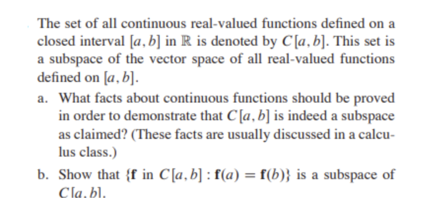 Solved The set of all continuous real-valued functions | Chegg.com