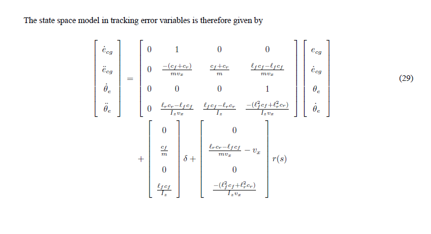 Solved I have linearized dynamic bicycle model state space | Chegg.com