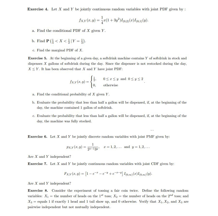Solved Exercise 1. Let X and Y be jointly continuous random | Chegg.com