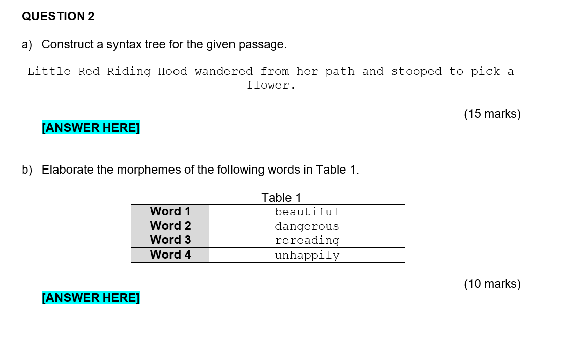Solved a) Construct a syntax tree for the given passage. | Chegg.com