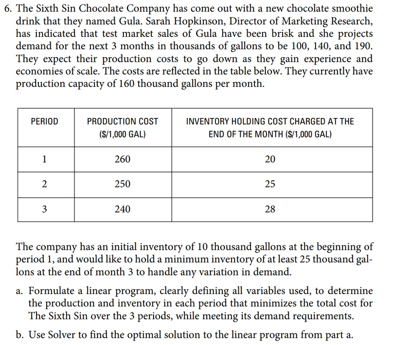 Solved Provide a textbox with the LP formulation. Clearly | Chegg.com