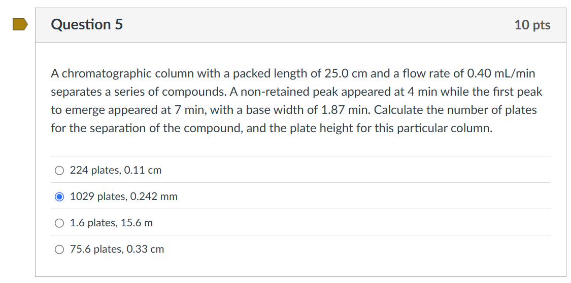 Solved Question 5A chromatographic column with a packed | Chegg.com