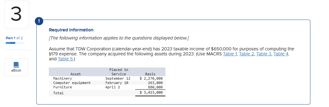 Solved a. What is the maximum amount of §179 expense TDW may | Chegg.com