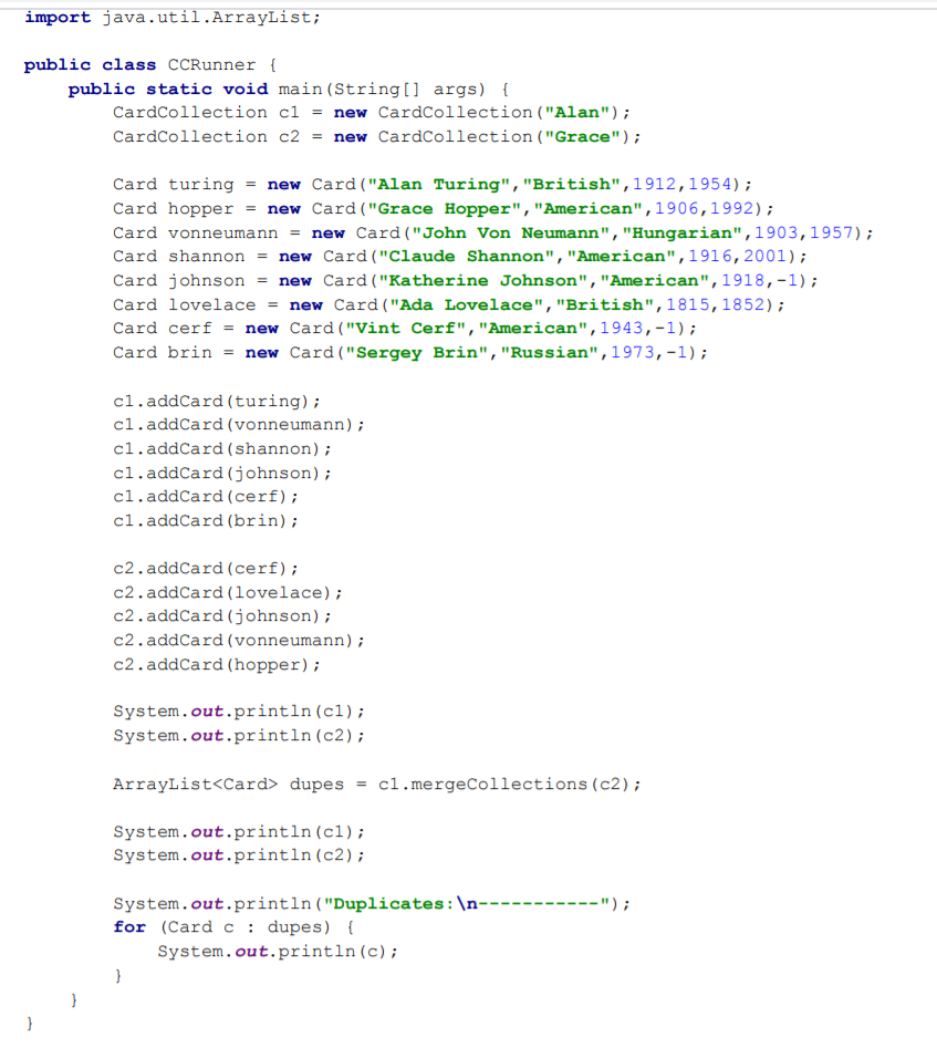Solved Cardjava 1 Design A Class Called Card In A File 5940