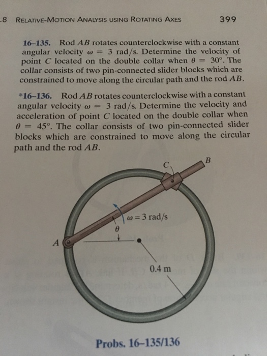 Solved 399 8 RELATIVE MOTION ANALYSIS usING ROTATING AxES | Chegg.com