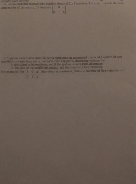 Solved List all possible reduced row echelon forms of 2 | Chegg.com