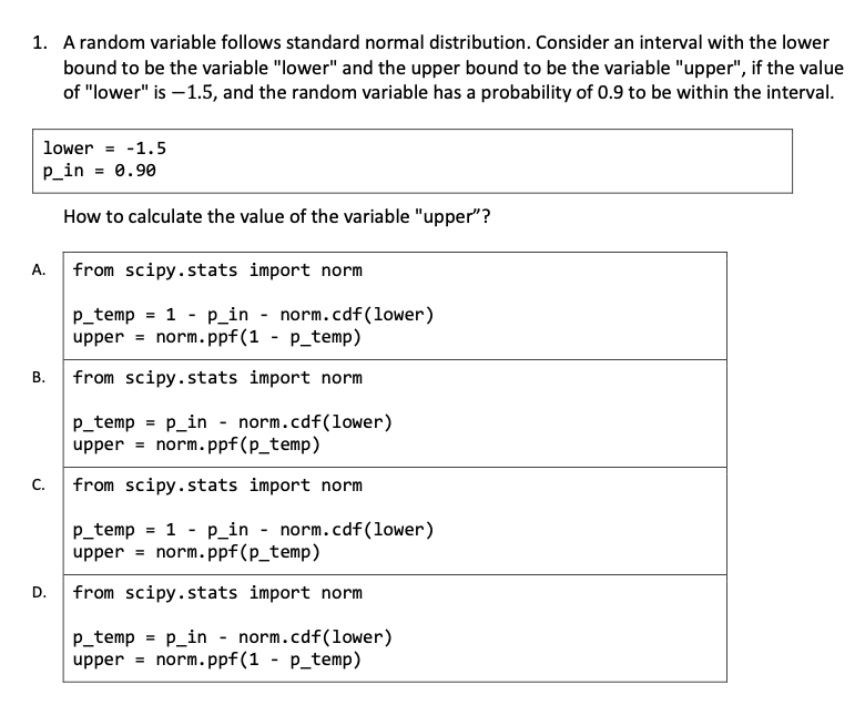 Solved 1. A random variable follows standard normal | Chegg.com
