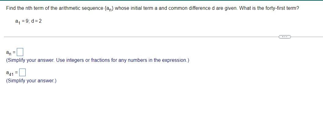 Solved Find the nth term of the arithmetic sequence (an) | Chegg.com