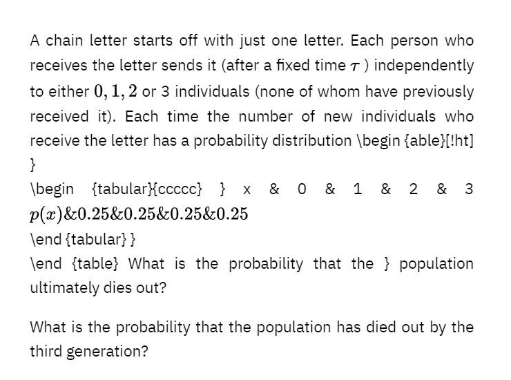Solved A chain letter starts off with just one letter. Each | Chegg.com