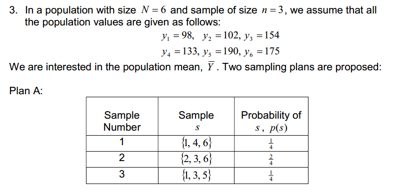 3, in a population with size N = 6 and sample of size | Chegg.com