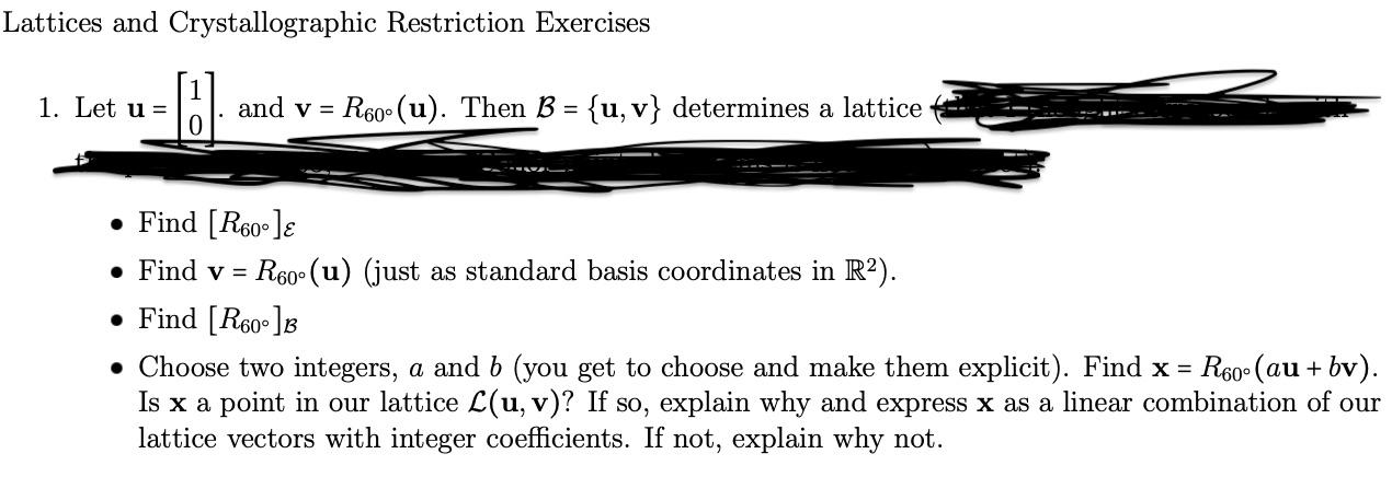 Solved attices and Crystallographic Restriction Exercises 1. | Chegg.com