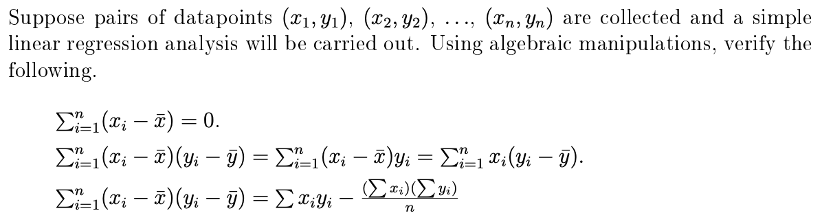 Solved Suppose pairs of datapoints (x1,y1),(x2,y2),…,(xn,yn) | Chegg.com