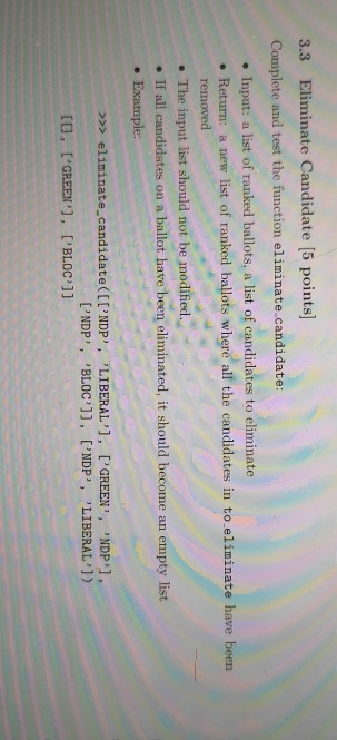 Solved 3.3 Eliminate Candidate [5 points) Complete and test | Chegg.com