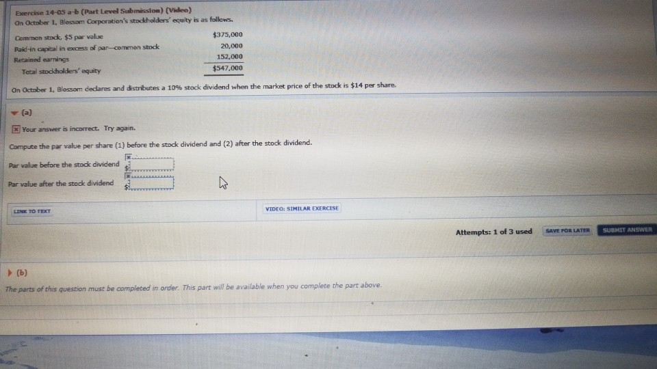 Solved Exercise 14-05 a-b (Part Level Submission) (Video) On | Chegg.com