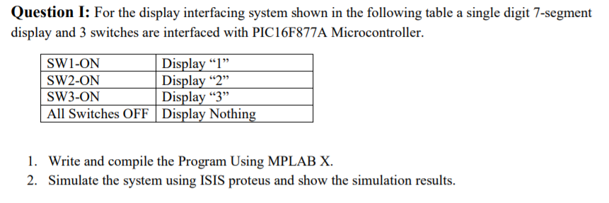 Question I: For the display interfacing system shown | Chegg.com