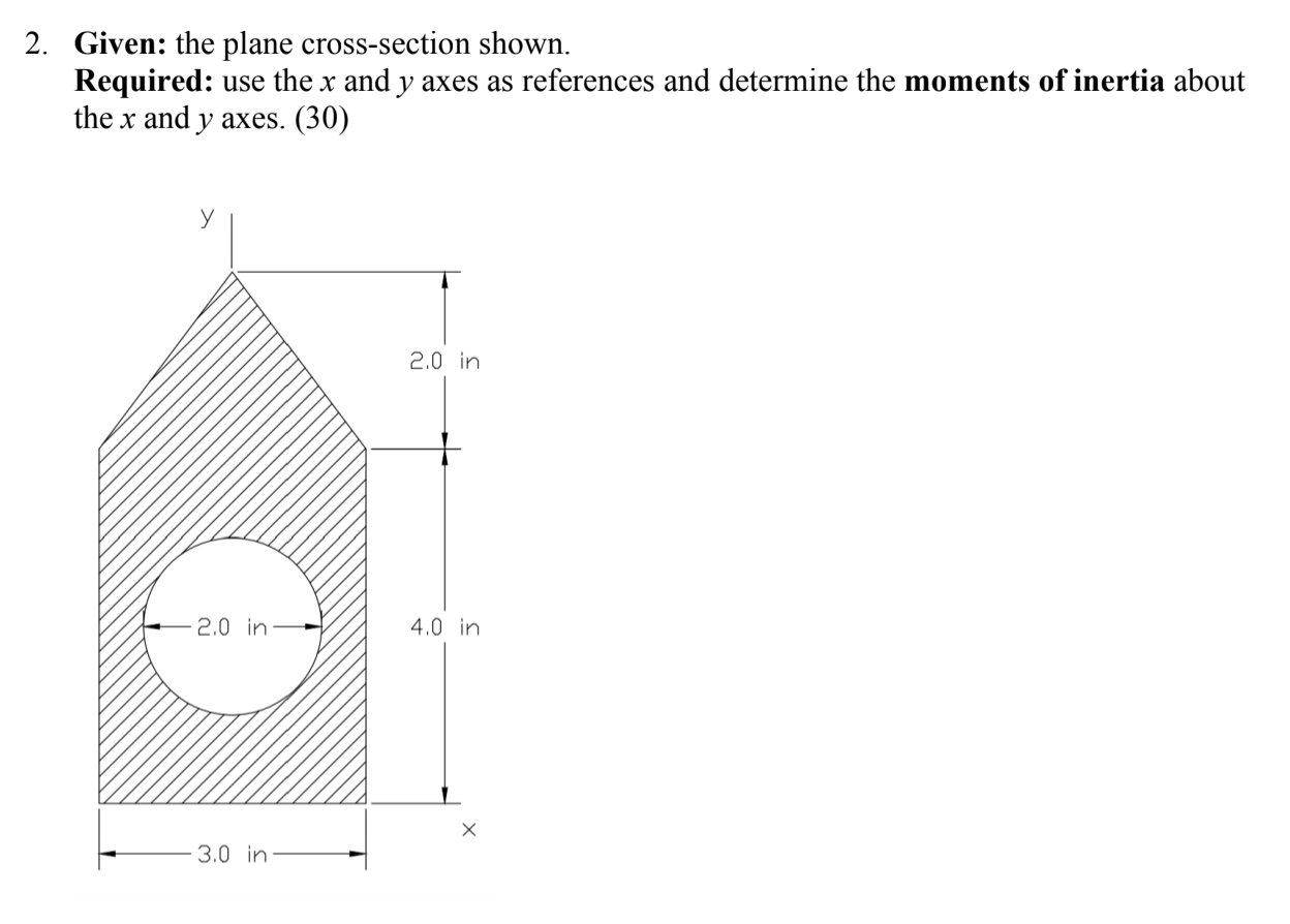 Solved 2. Given: the plane cross-section shown. Required: | Chegg.com