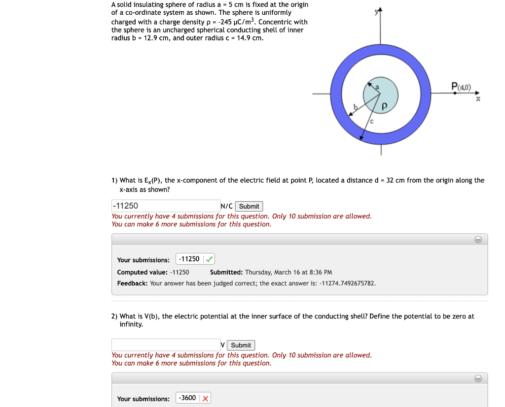 Solved A solid insulating sphere of radius a=5 cm is fixed | Chegg.com